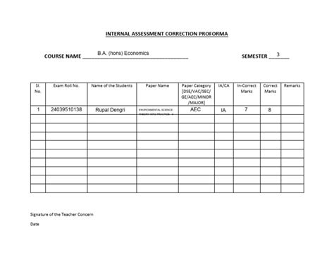 Internal Assessment Correction Proforma Pdf