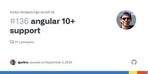 Angular 10 Support · Issue 136 · Nicky Lenaersngx Scroll To · Github