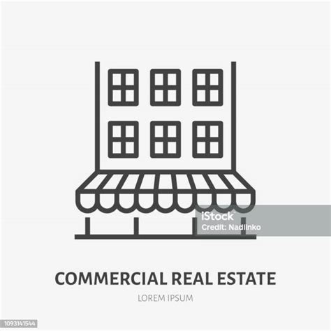 스토어 플랫 라인 아이콘입니다 상점 카페 상업 건물 임대 로고의 얇은 기호 벡터 슈퍼마켓 외부 그림 건물 외관에 대한 스톡 벡터 아트 및 기타 이미지 Istock
