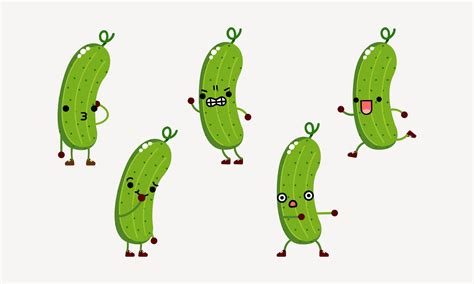 Collection Of Cute Cucumber Character Mascot Illustration With Different Pose And Facial