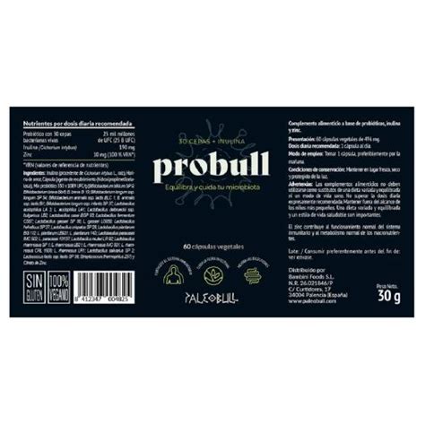 Probull Con Probiótico De 30 Cepas Inulina Y Zinc Paleobull 60