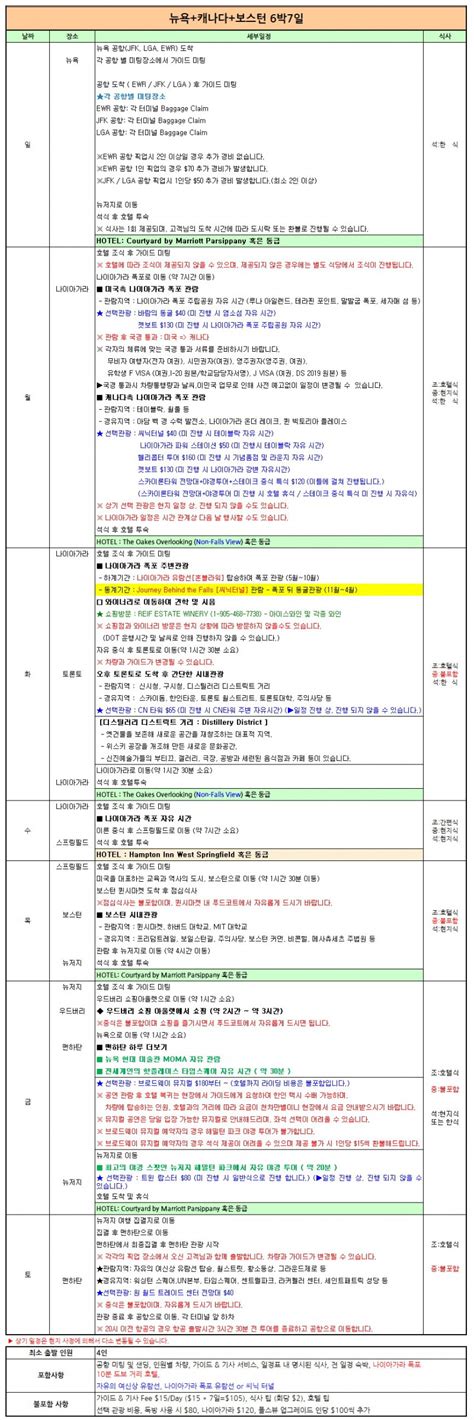 2025년 뉴욕 캐나다 보스턴 6박7일 동부관광 A1여행사에 오신 것을 환영합니다