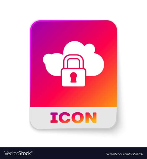 White Cloud Computing Lock Icon Isolated On Vector Image