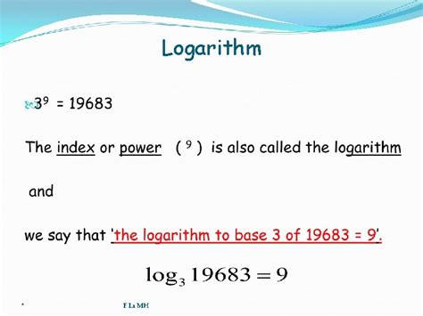 Logarithms Objectives To Know What Log Means To
