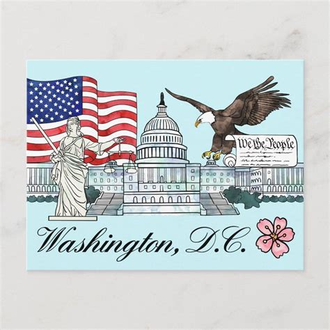 Washington D C Postcard Illustration Zazzle Postcard Colorful
