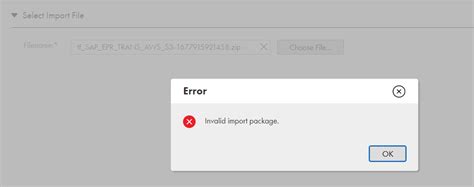 Error Invalid Import Package While Attempting To Import The Asset In Iics