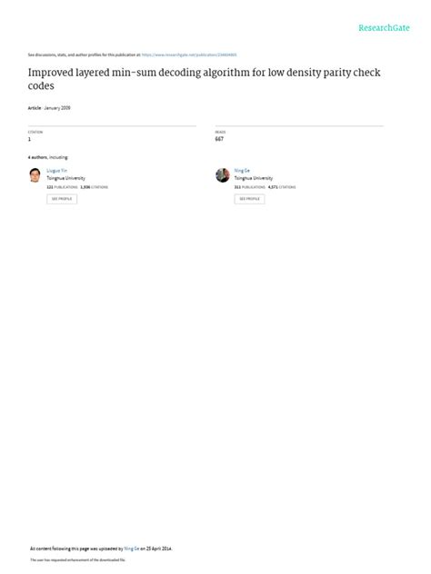 Improved Layered Min Sum Decoding Algorithm For Lo Pdf Low Density