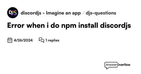 error when i do npm install discord js discord js imagine an app