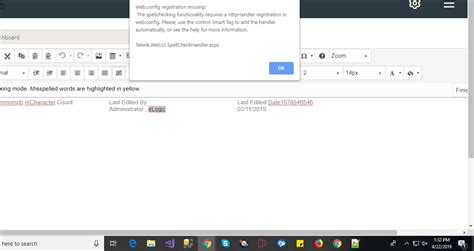 Telerik Spellchecker Radeditor Requires A Handler Registration In Nfig