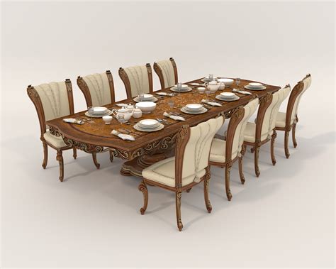 Classic Dining Table And Chairs 17 By Nhattuankts 3docean