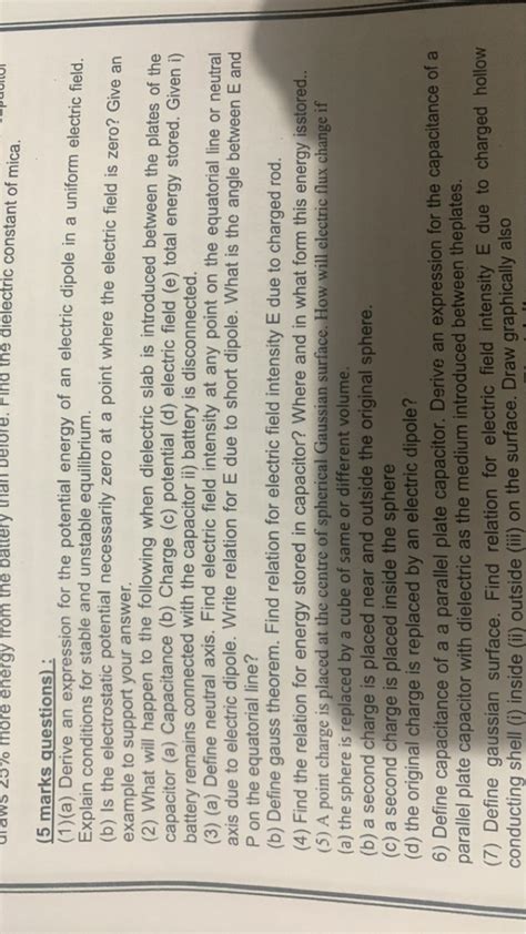 5 Marks Questions 1a Derive An Expression For The Potential Energ