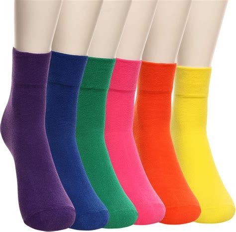 Yoicy 6pairs Womens Cotton Color Socks Soft Casual Candy Color Crew