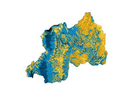 Rwanda Map With The Flag Colors Shaded Relief Map 3d Illustration 36271144 Png
