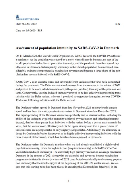 Assessment Of Population Immunity To Sars Cov 2 In Denmark Danish