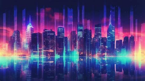 Premium Ai Image Gradient Background Neon Light City