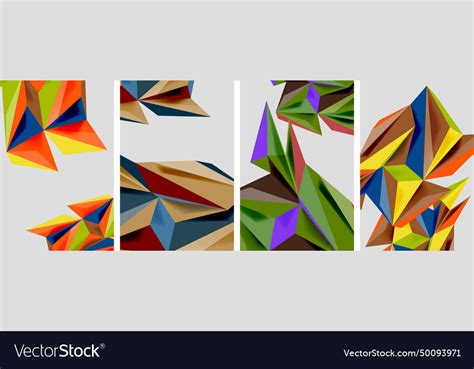 Set Of Mosaic Triangle Pattern Abstract Posters Vector Image