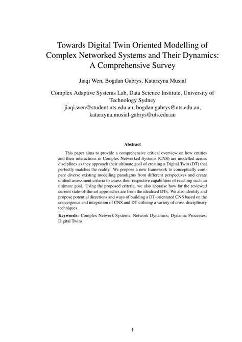 Pdf Towards Digital Twin Oriented Modelling Of Complex Networked