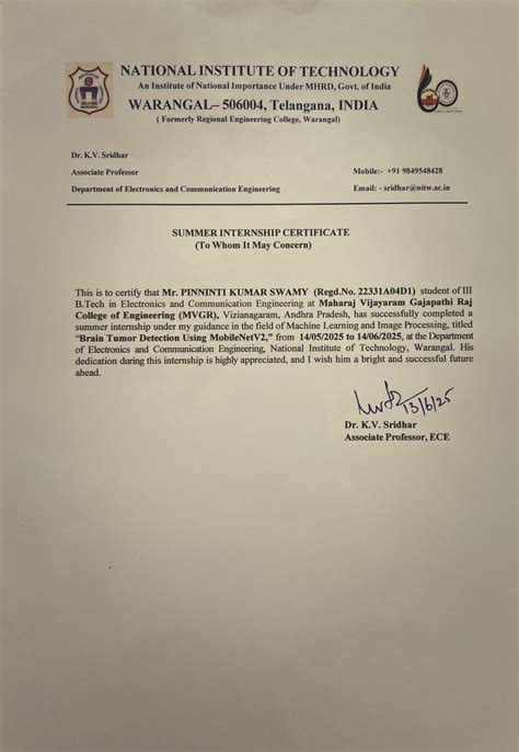 Project Brain Tumor Detection Using Mobilenetv2 Pinninti Kumar Swamy