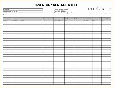 Inventory Sign Out Sheet Template
