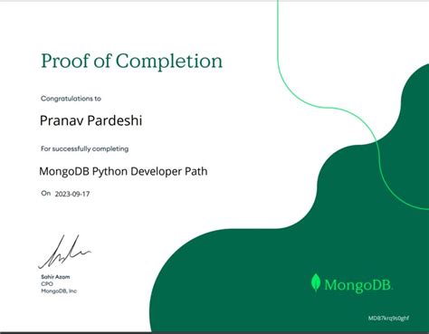 Pranav Pardeshi On Linkedin Mongodbatlas Mongodbcertification Onlinelearning Careeradvancement