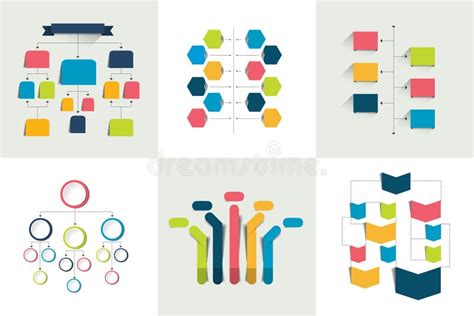 Flowcharts Set Of 6 Flow Charts Schemes Diagrams Simply Color
