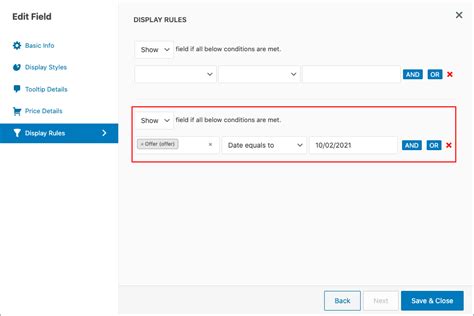 how to set conditional rules for woocommerce product fields