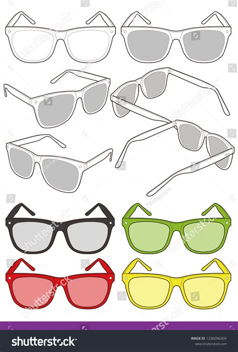 Sunglasses Fashion Flat Technical Drawing Vector Stock Vector Royalty