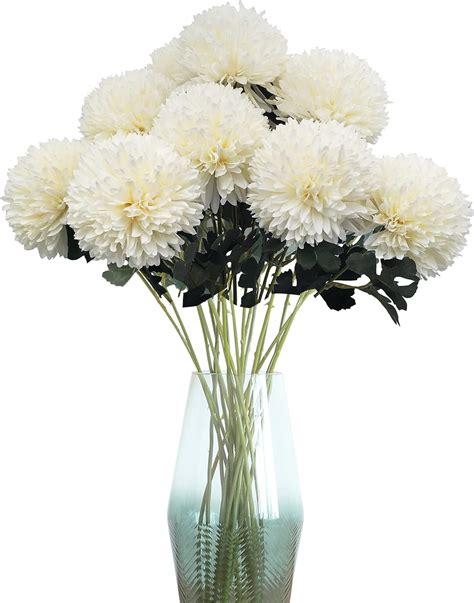 Artificial Flower 8pcs 22 Long Stem Silk Pompon Flower Pom Poms