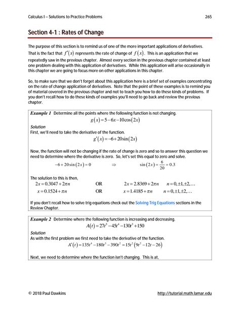 Solution Calculus I Solutions To Practice Problems Math Chapter 4 Applications Of Derivatives