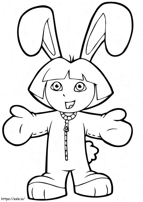 Easter Bunny Dora Coloring Page