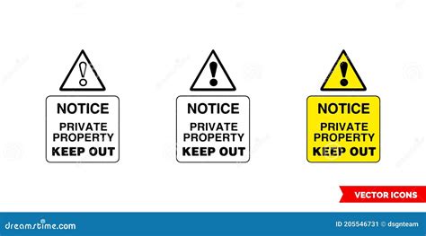 Site Security Sign Notice Private Property Keep Out Icon Of 3 Types