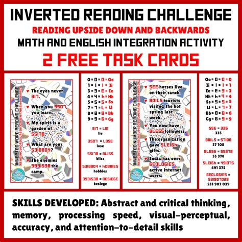 Free Inverted Reading Challenge Task Cards Made By Teachers