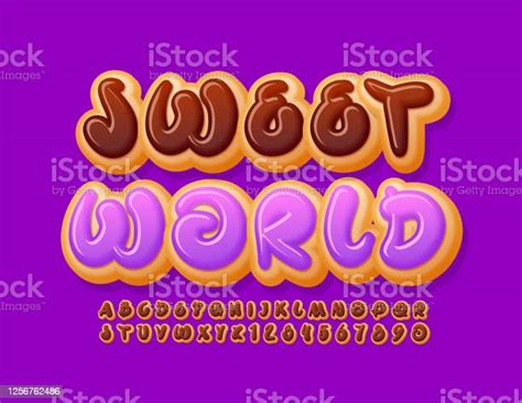 맛있는 도넛 알파벳벡터 크리에이티브 배너 스위트 월드 맛있는 케이크 글꼴 개념에 대한 스톡 벡터 아트 및 기타 이미지 개념 귀여운 그래픽 프린트 Istock