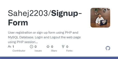 Github Sahej2203signup Form User Registration Or Sign Up Form Using
