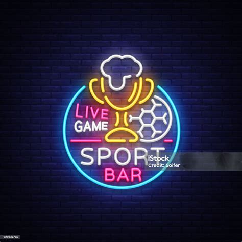 네온 스타일 바 바입니다 축구 팬 클럽 네온 사인 라이트 배너 맥주 라벨 축구 공 또는 라이브 팀 선수권 대회 또는 경기 대회를 위한 컵 벡터 일러스트 레이 션 가벼운에
