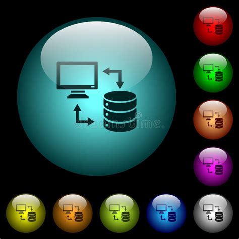 Syncronize Data With Database Icons In Color Illuminated Glass Buttons