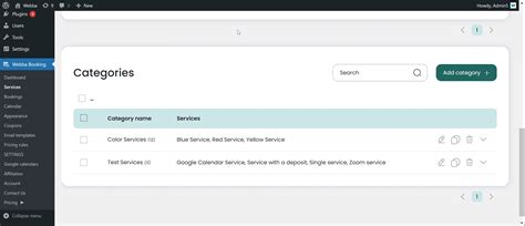 Service Categories Webba Booking