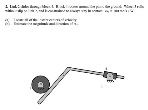 Solved 2 Link 2 Slides Through Block 4 Block 4 Rotates