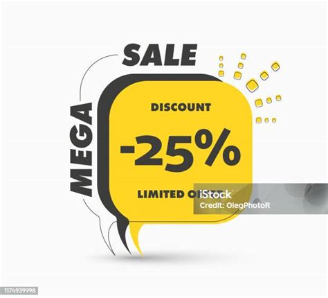 메가 큰 판매를위한 둥근 모서리와 다리에 사각형 노란색 스티커 1위에 대한 스톡 벡터 아트 및 기타 이미지 1위 가격