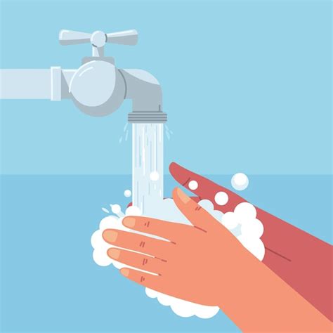 Hand Washing Bubbles Premium Vector