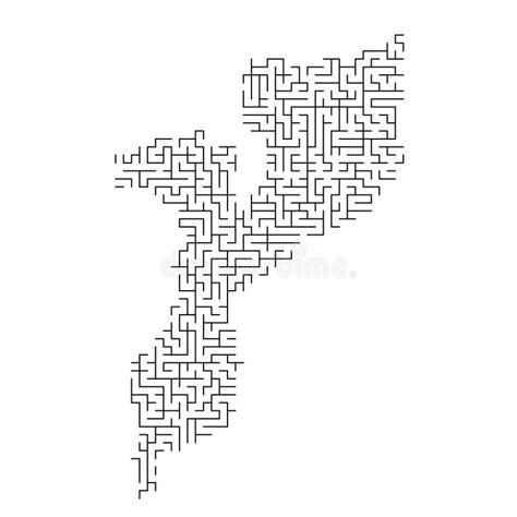 Mozambique Map From Black Pattern Of The Maze Grid Stock Illustration