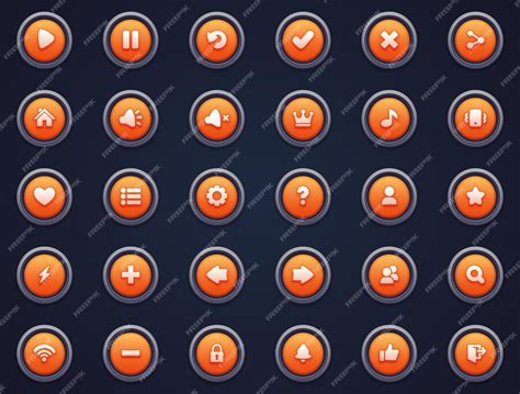 Premium Vector Set Of Orange Buttons For Mobile Games Game Interface