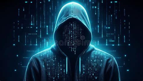 Hacker In Cap With Matrix Background Stock Illustration Illustration