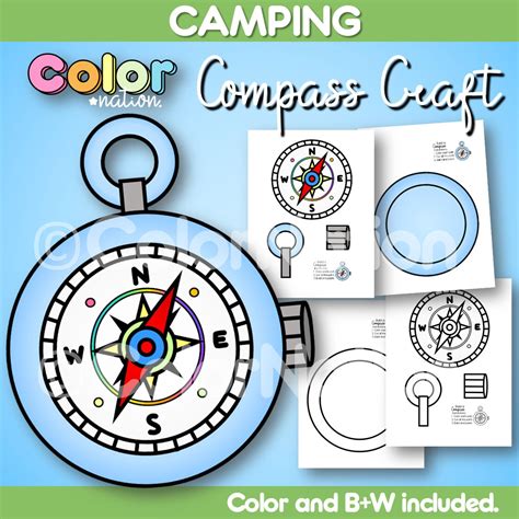 Compass Craft Camping Day Theme Activities Summer Bulletin Board Etsy