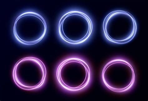 크리 에이 티브 라이트 네온 라운드 프레임 Png 둥근 빛나는 파란색과 분홍색 선으로 만든 프레임 게임 웹 사이트 엽서 라이트