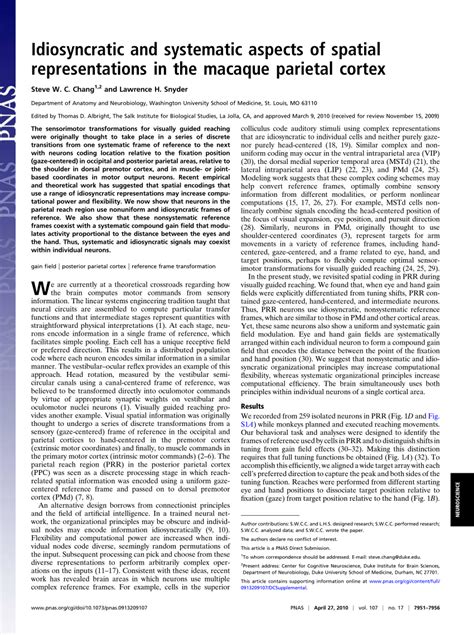 Pdf Idiosyncratic And Systematic Aspects Of Spatial Representations In The Macaque Parietal Cortex