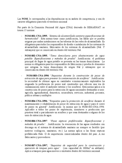 Normas Oficiales Mexicanas De Agua Pdf Agua Potable Alcantarillado