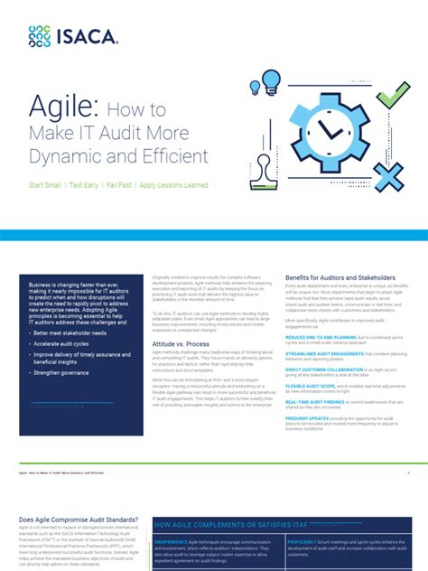 Agile How To Make It Audit More Dynamic And Efficient Final Pdf Agile Software Development