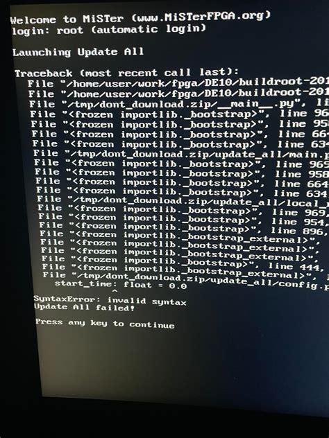 I Have Been Trying To Run Update All On My Mister But I Keep Getting A