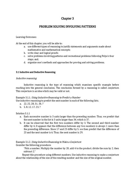Problem Solving Involving Patterns Pdf Mathematical Proof Inductive Reasoning